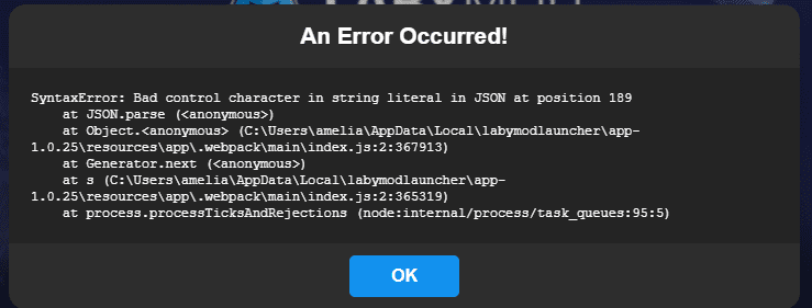 Error on start | LabyMod Idea