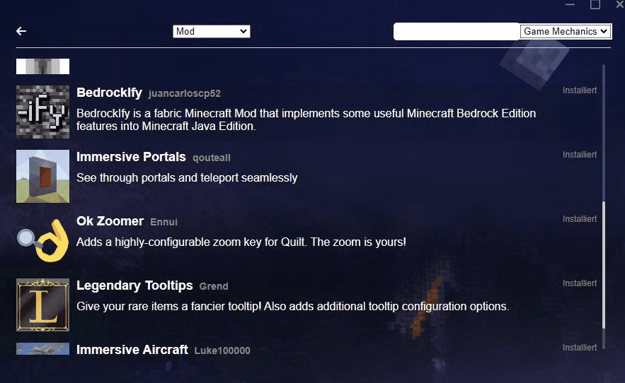 all mods in the mods installer are shown as install | LabyMod Idea