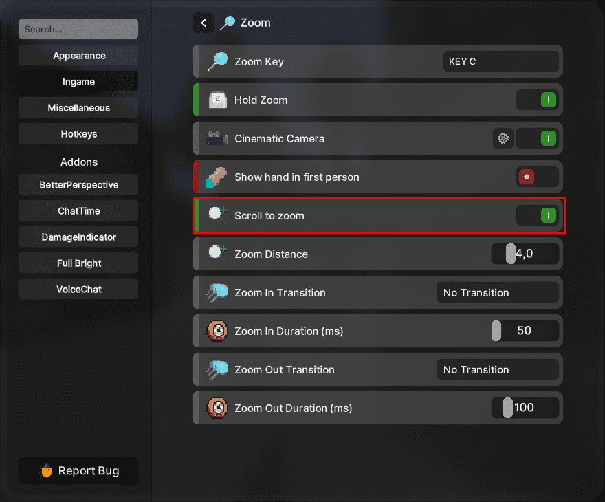 Scroll to zoom not working. | LabyMod Idea