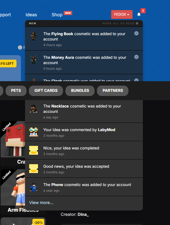 Notification Dropdown | LabyMod Idea