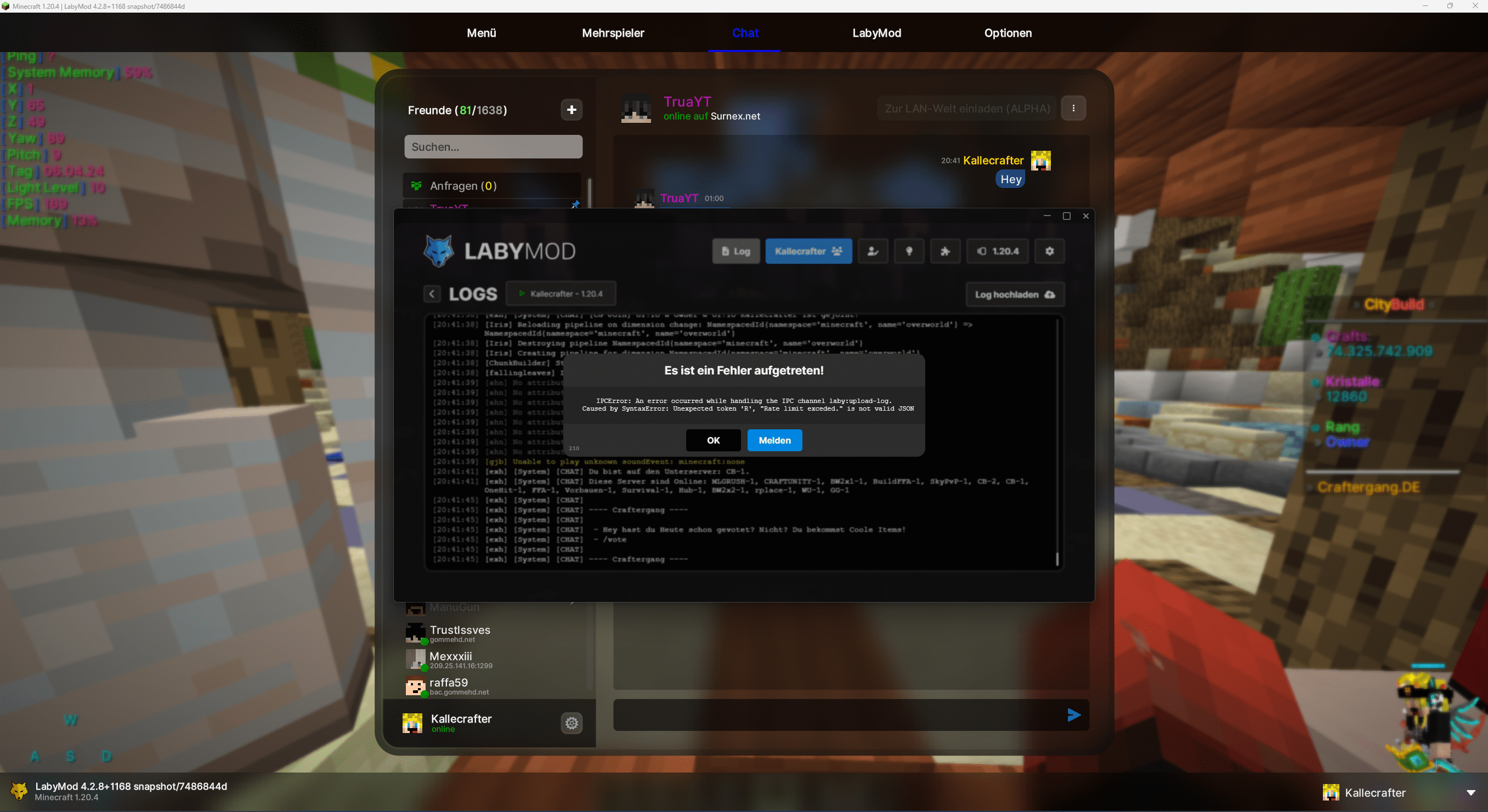 You can no longer create logs | LabyMod Idea