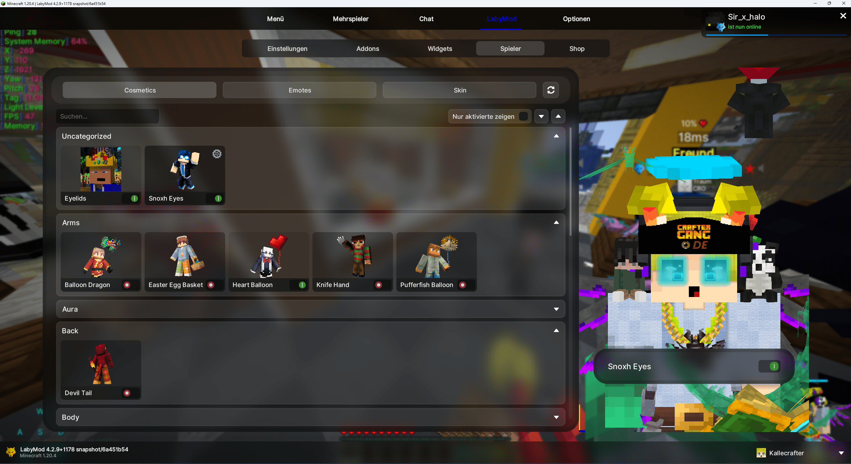 Snoxh can change eye color in Laby 4. | LabyMod Idea