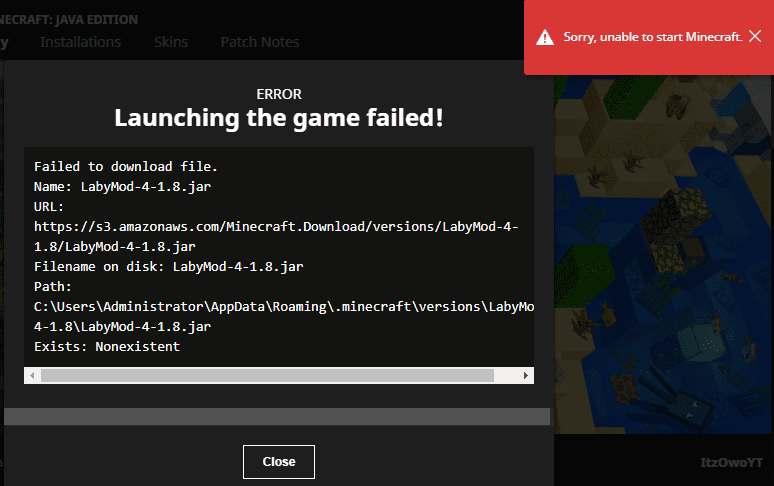Game not launching | LabyMod Idea