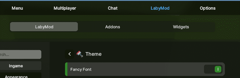 disabling fancy font makes tabs upper tabs disappear | LabyMod Idea