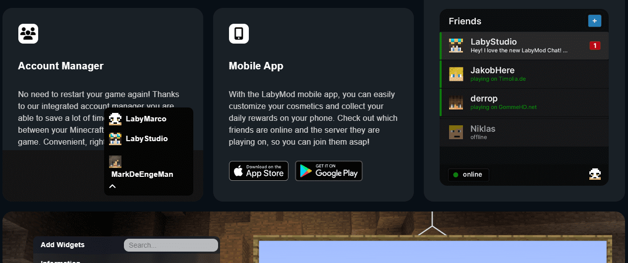 account manager text overlaps in Home page | LabyMod Idea